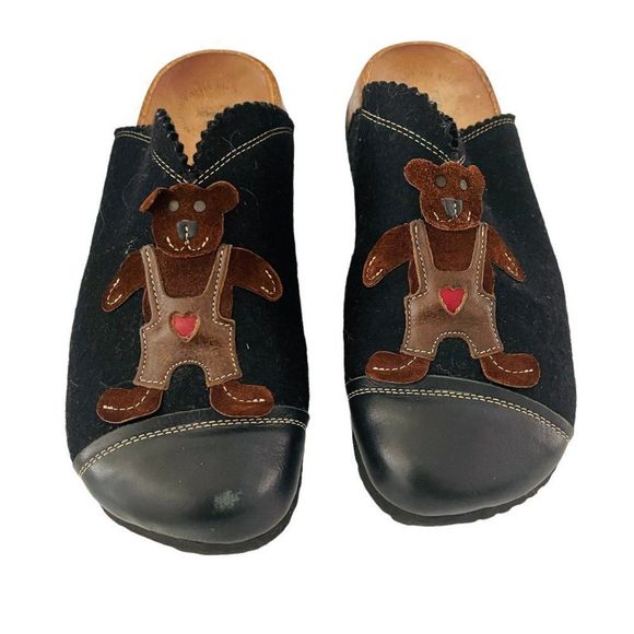 Think! | Shoes | Think Leather Wool Slip On Mule Clogs Cork Footbed 39 ...